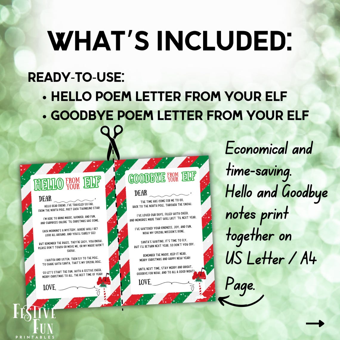 Hello and Goodbye Christmas Elf Letter Set, Cute Rhyming Poem Notes for ...