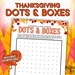 Thanksgiving Dots and Boxes Printable Game, Fun Easy Classroom Party ...