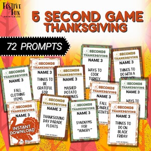 Thanksgiving 5 Second Game Printable, Five Seconds to Think Fast ...