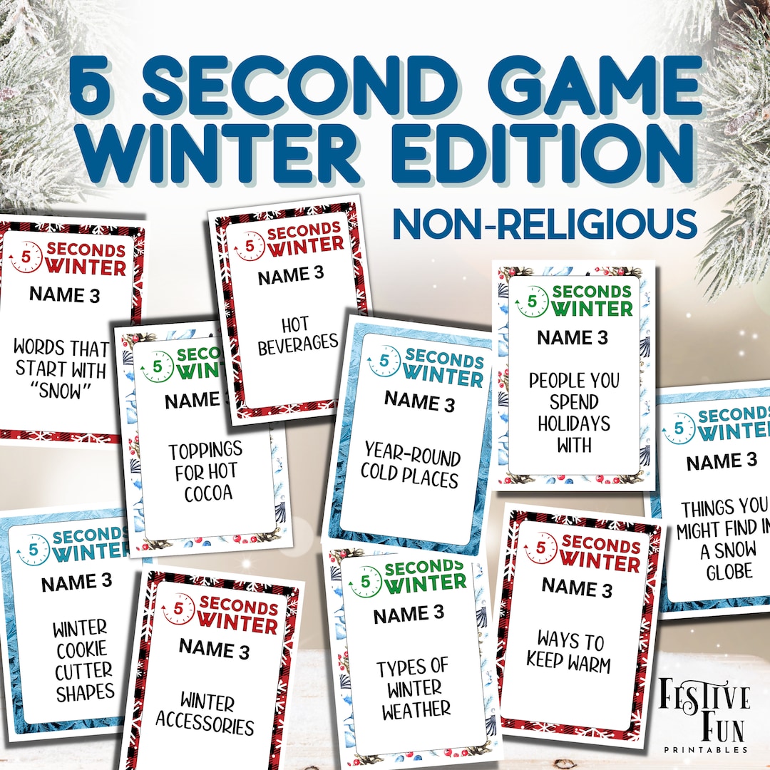 Winter 5 Second Game Printable, Non-holiday, Non-denominational Five ...