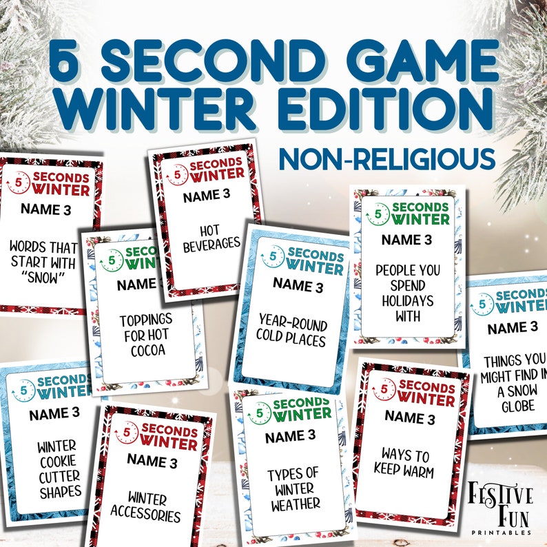 Winter 5 Second Game Printable, Non-holiday, Non-denominational Five ...