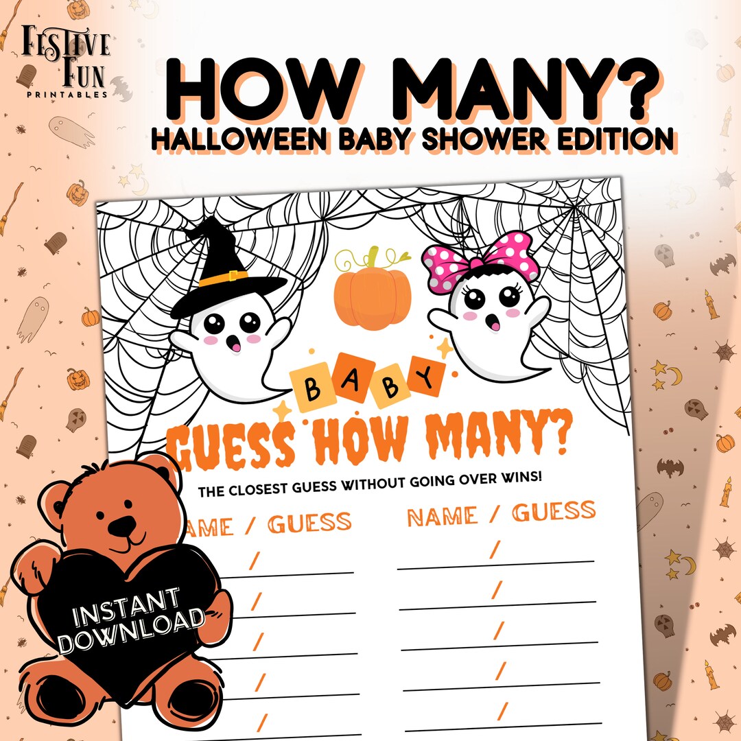 Baby Shower Guess How Many Game Printable, Halloween Theme Instant ...