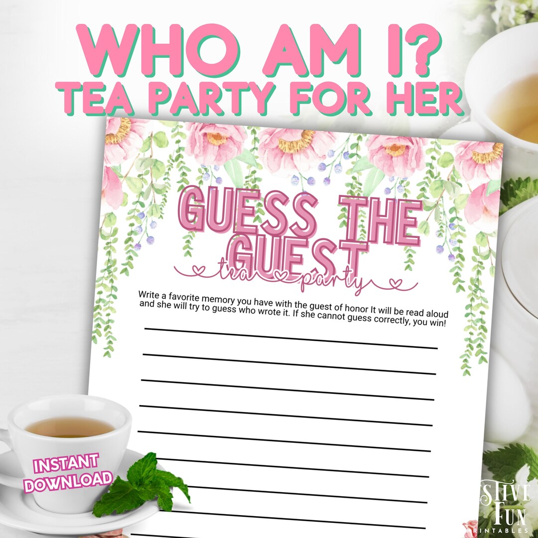 Who Said It Tea Party Game for Women, Guess the Guest Tea Themed Bridal ...