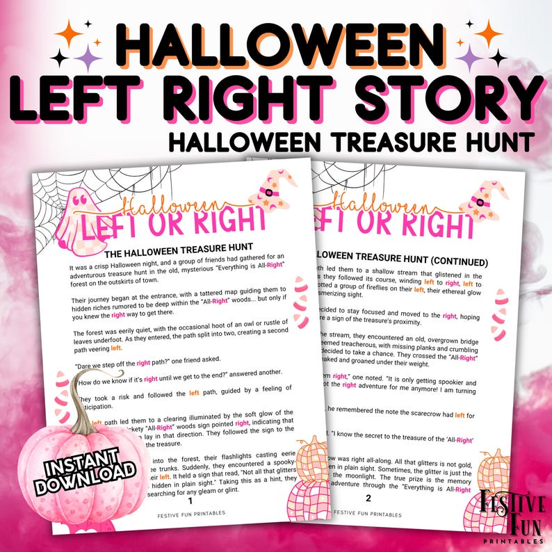 Halloween Treasure Hunt Left Right Story, Pass the Pumpkin Halloween ...