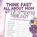 Think Fast Race Mom Edition, Printable Game About Mom for Her Birthday ...