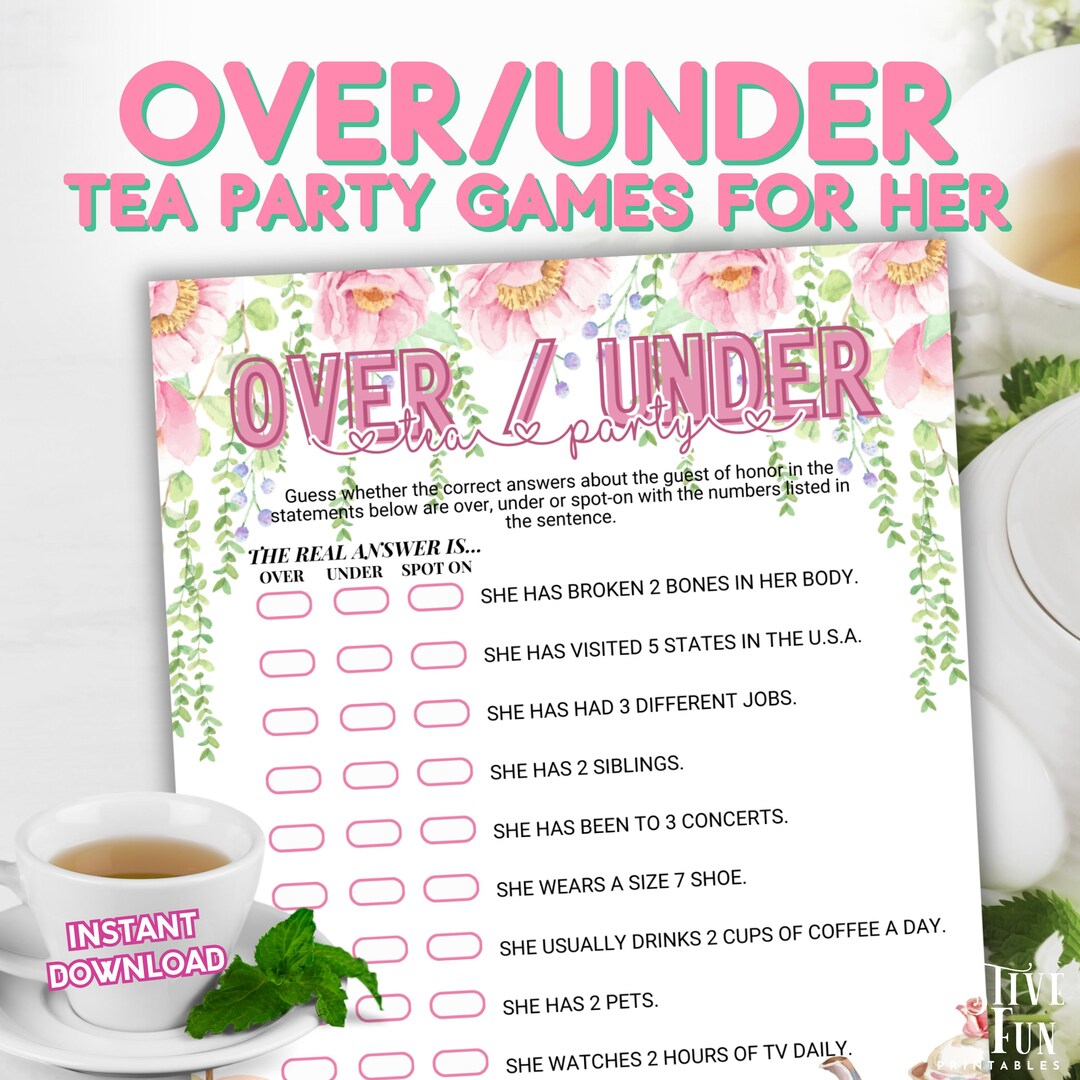 Tea Party Over Under Game, Who Knows Her Best Feminine Tea-theme Party ...