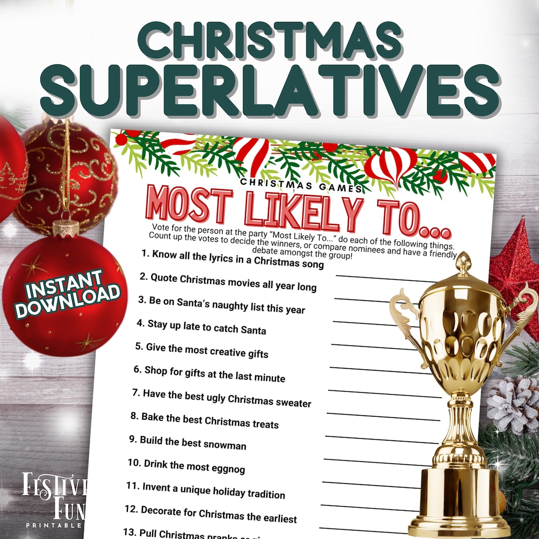 Most Likely to Christmas Superlative Awards, Fun December Friendsmas ...