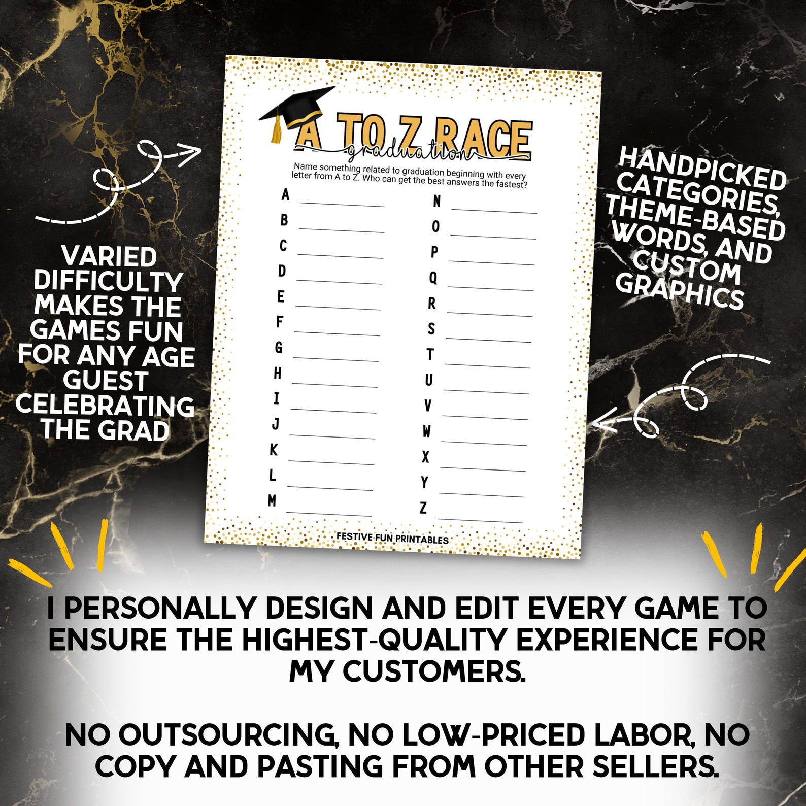 Grad A to Z Race Game, Printable Easy Graduation Activity for Grad ...