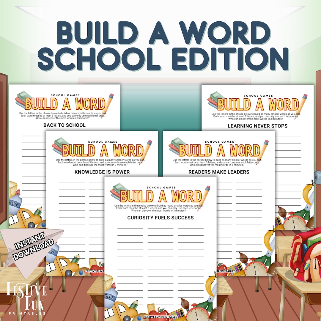 Back to School Build-a-word Game Bundle, Printable Classroom Word ...