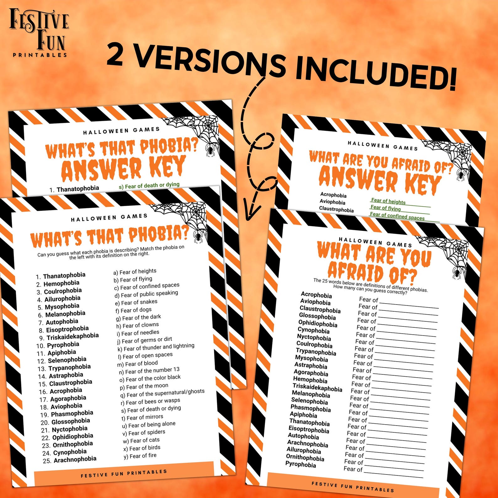 Guess the Phobia Halloween Trivia Game, What Are You Afraid of Fear ...