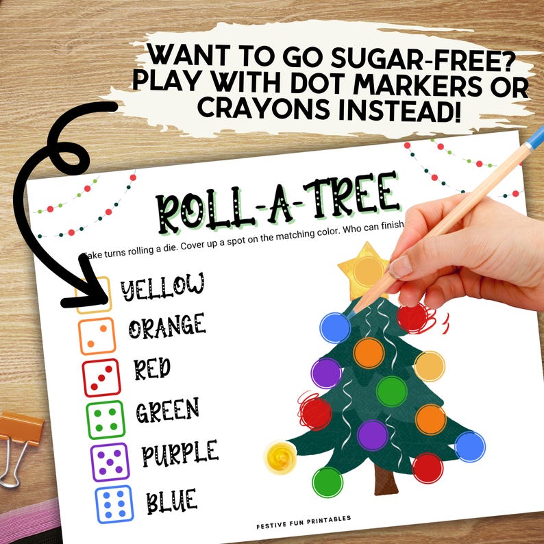 Roll-a-tree Christmas Party Game, Easy Roll the Dice Candy Game for ...