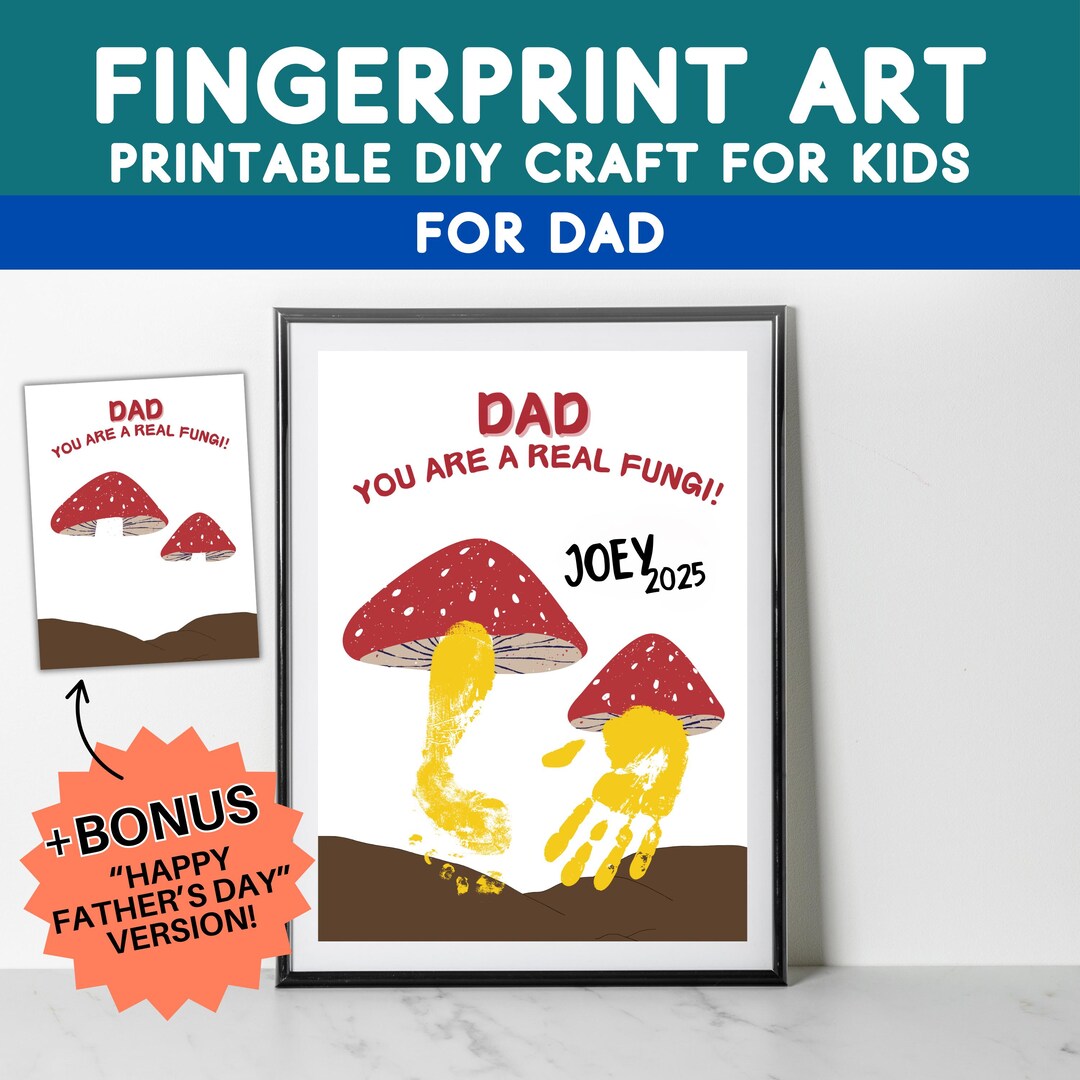 To Dad Handprint Crafts for Kids Printable DIY Fingerprint Art, Fathers ...