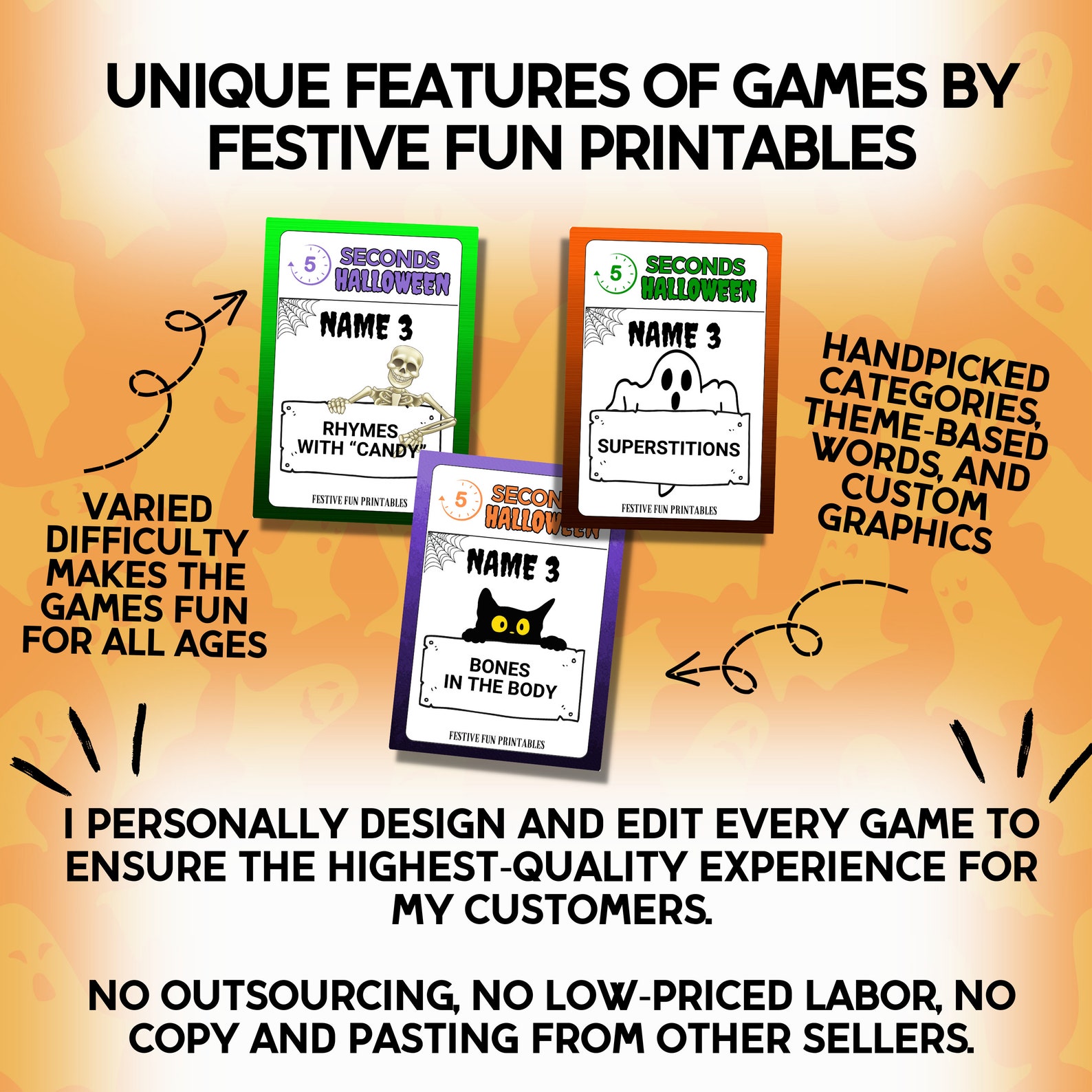 Halloween Five Second Game Printable, Name Three in 5 Seconds, Quick ...