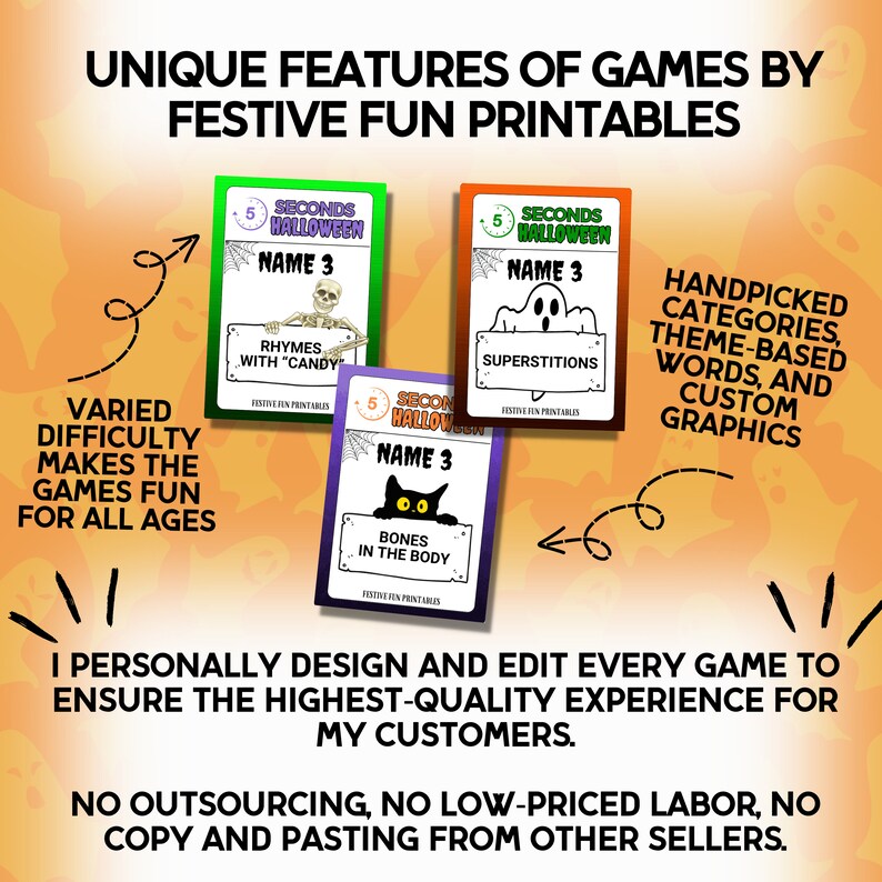 Halloween Five Second Game Printable, Name Three in 5 Seconds, Quick ...