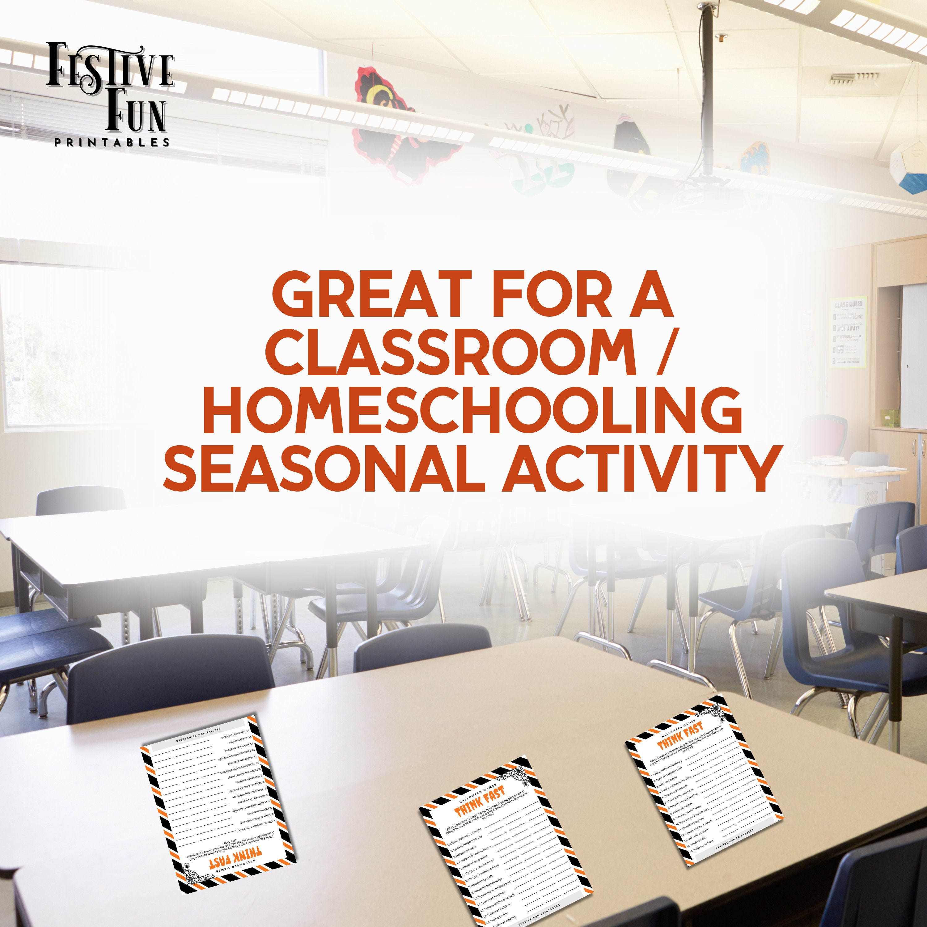 Think Fast Halloween Party Game, Name 3 Categories Trivia Word Game for ...