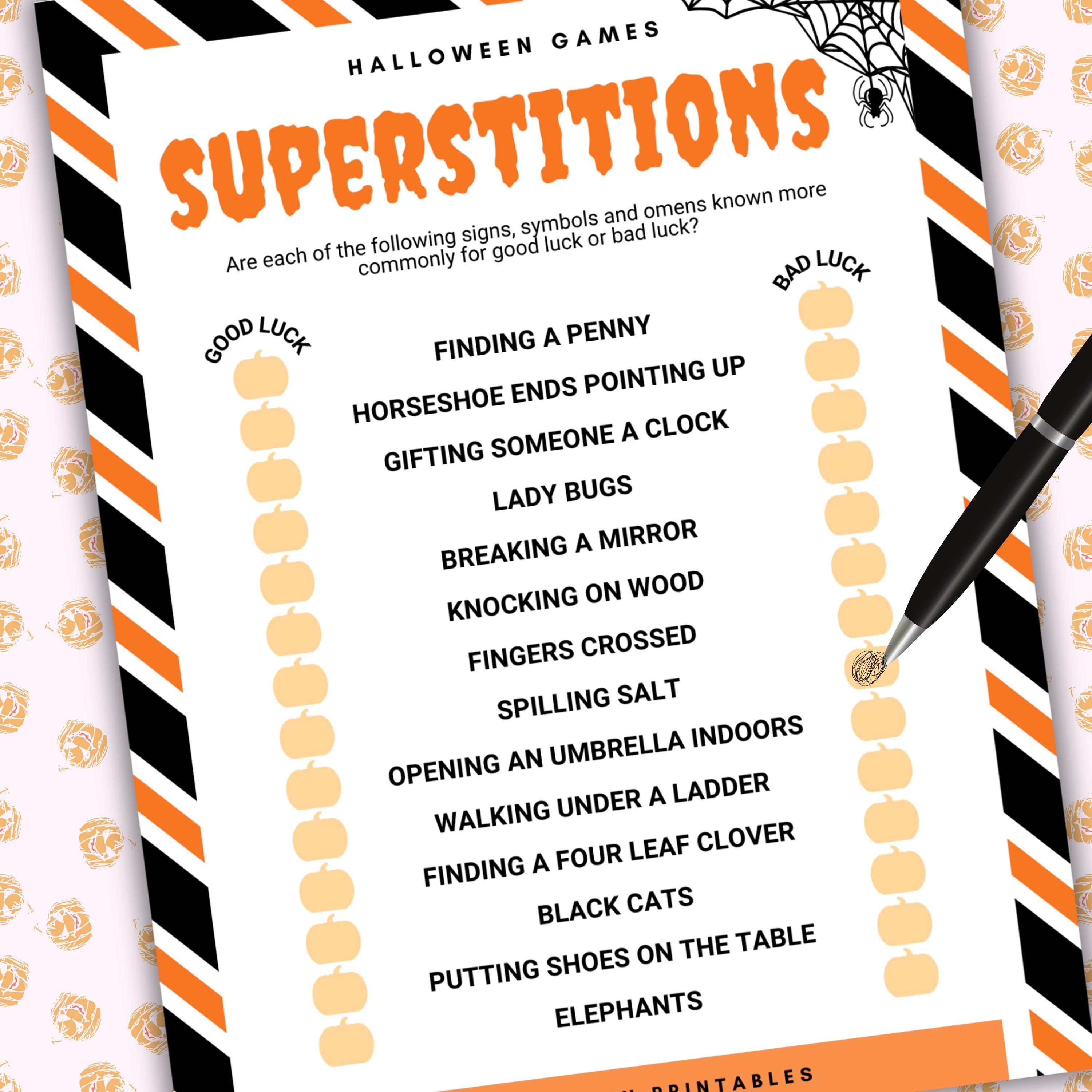 Superstitions Trivia, Halloween Are You Superstitious, Good Luck Bad ...