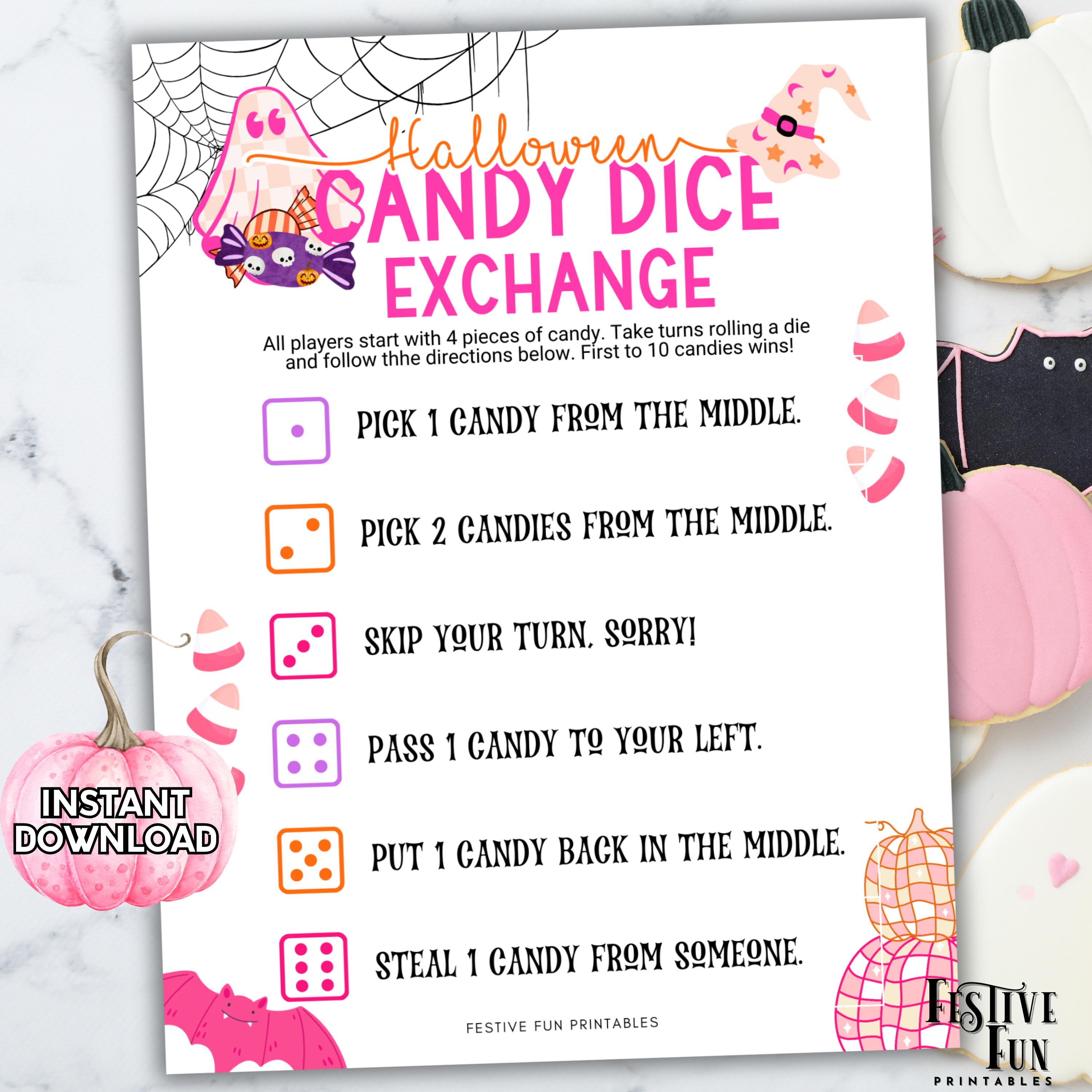 Halloween Candy Dice Exchange Game, Easy Fun Trick or Treat Game for ...
