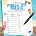 Finish the Phrase Summer Party Game, Mix and Mingle Friends or Family ...