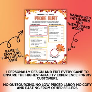 Thanksgiving What's on Your Phone Scavenger Hunt Game, Fun Easy ...