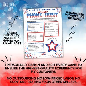 Patriotic What's on Your Phone Scavenger Hunt Game, USA Patriotic ...