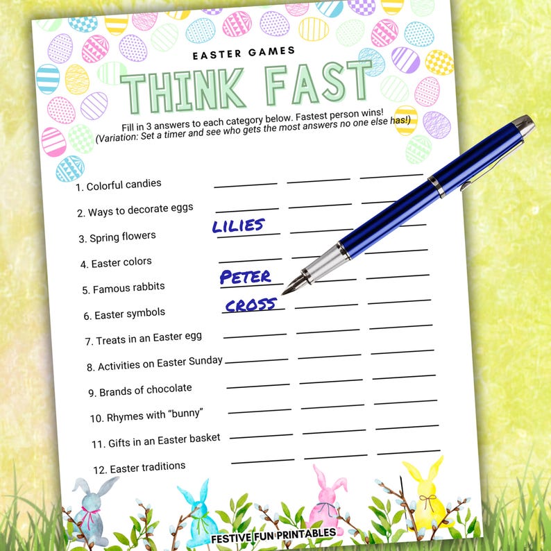 Easter Think Fast Printable Game, Spring Seasonal Easter Trivia ...
