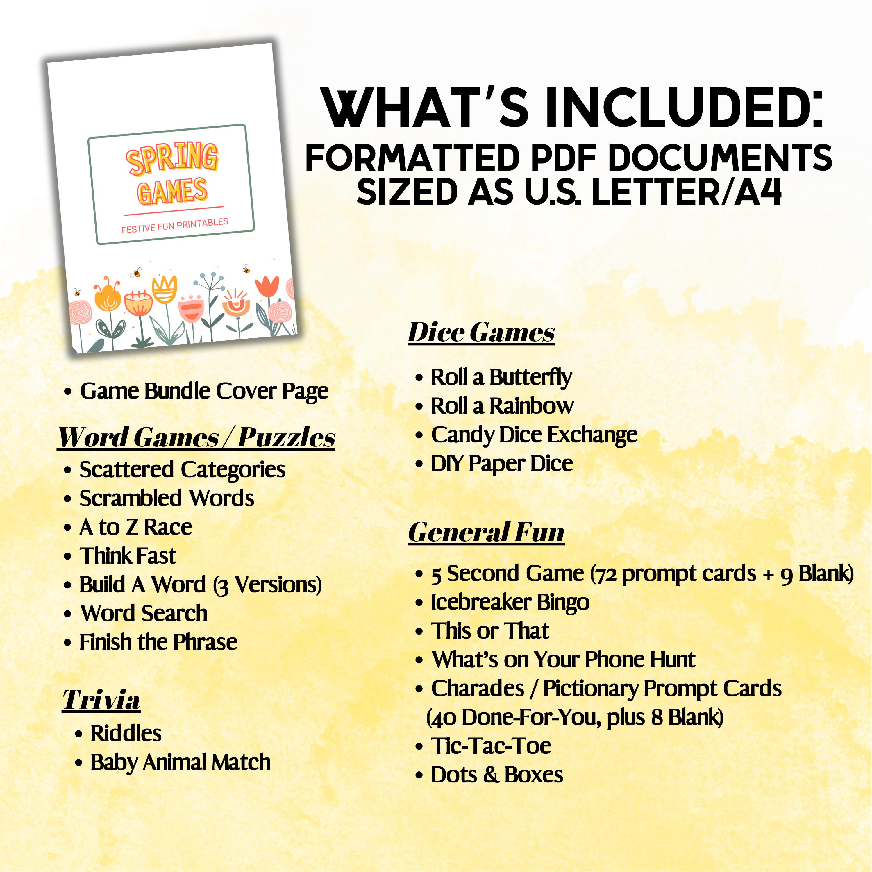 Spring Seasonal Games Bundle Printable, Spring Trivia Icebreaker Group ...