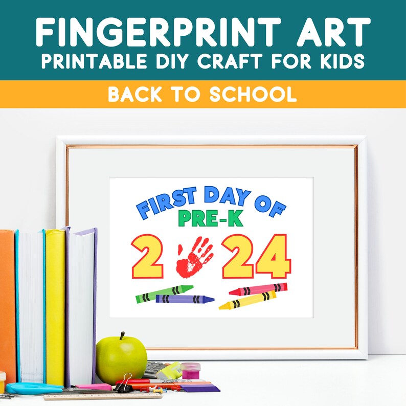 First Day of Pre-k 2024 Printable Handprint Art Craft, Back to School ...