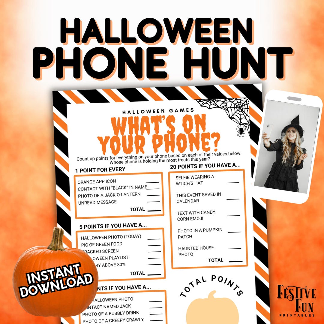 Halloween Phone Scavenger Hunt, What is on Your Phone Teen Halloween ...