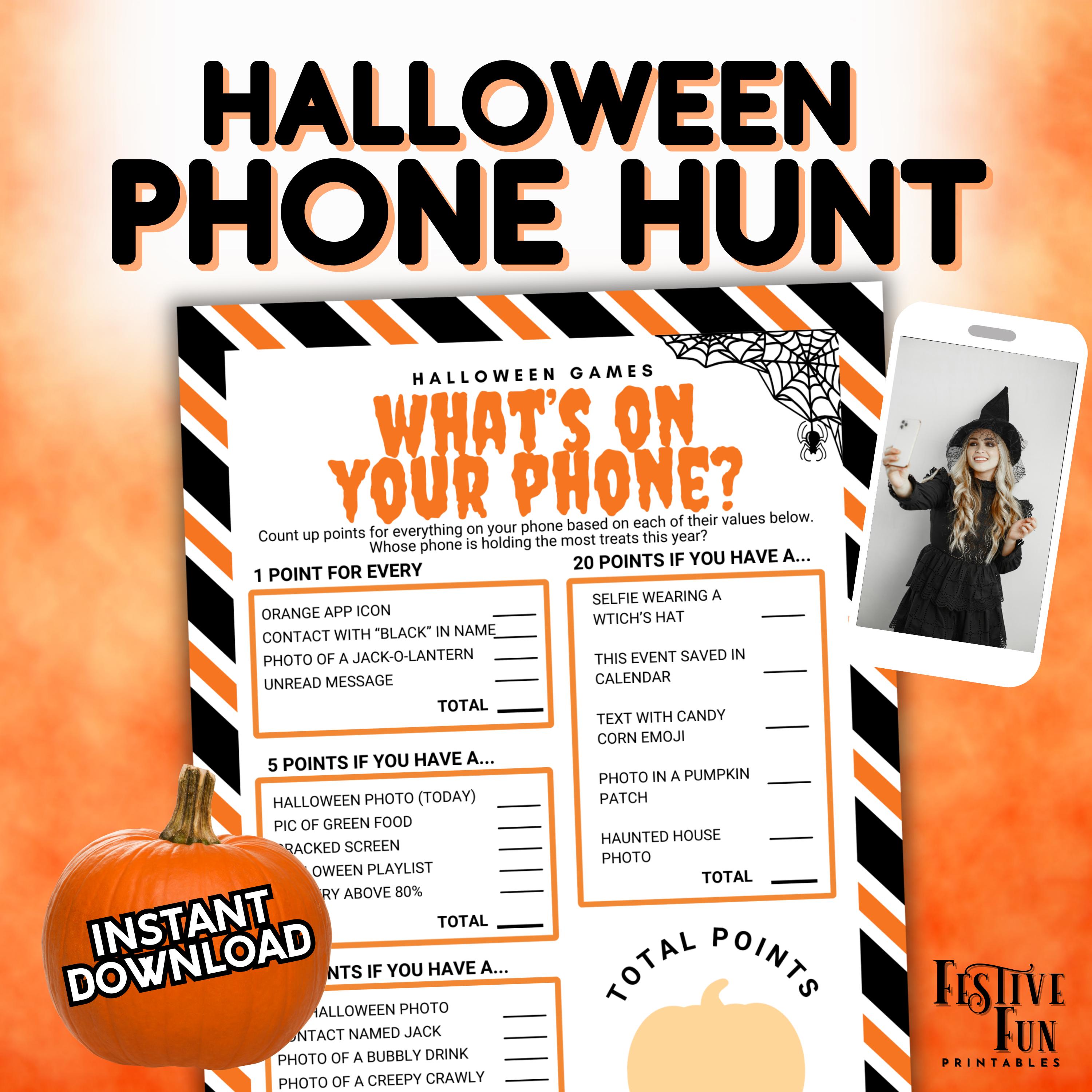 Halloween Phone Scavenger Hunt, What is on Your Phone Teen Halloween ...