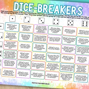 Fun Dice Icebreakers Back to School Activity, Roll the Dice ...