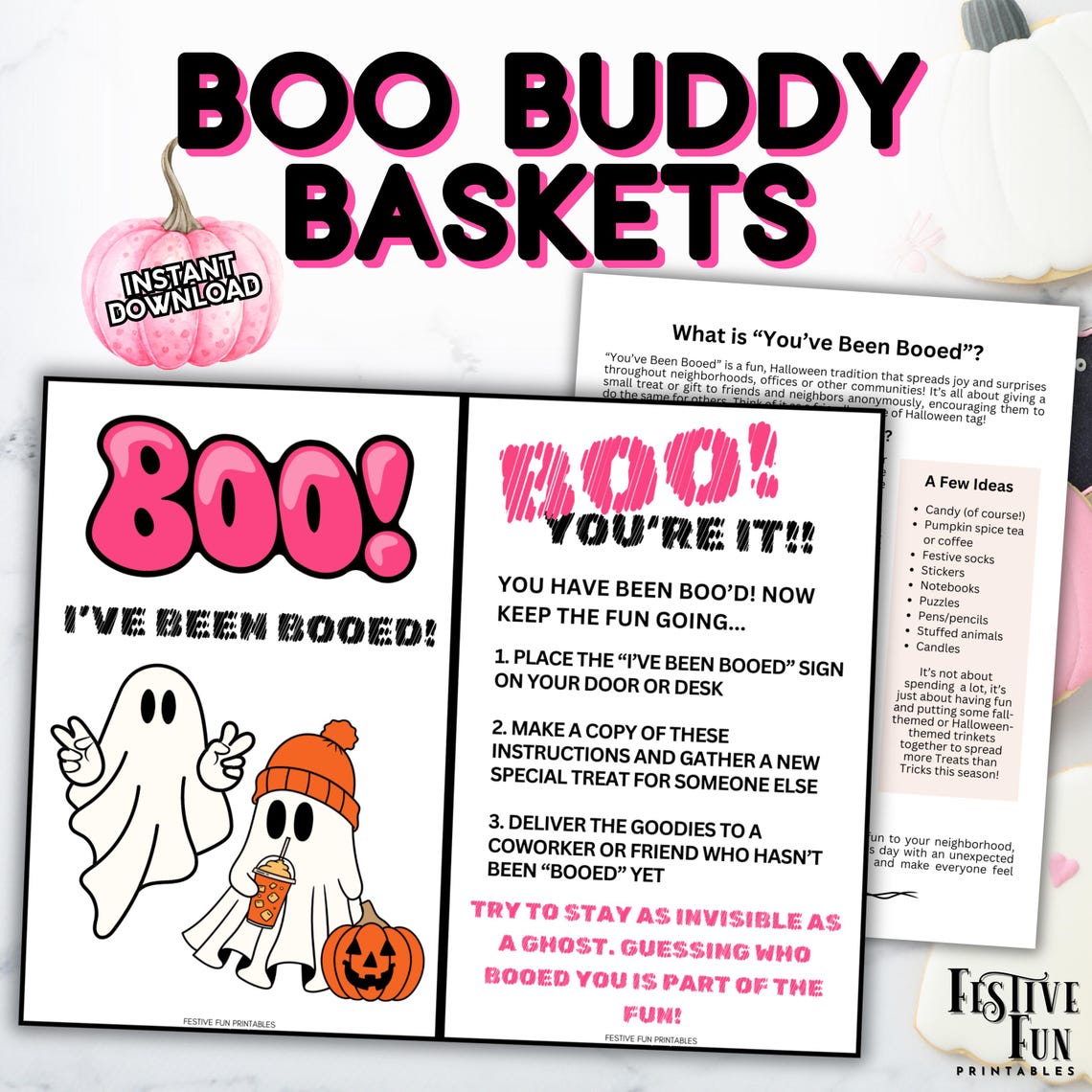 Boo Basket Printable Sign Bundle, Surprise Halloween Fall Gift Boxes ...