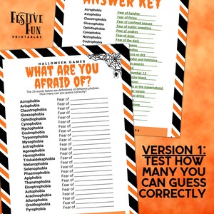 Guess the Phobia Halloween Trivia Game, What Are You Afraid of Fear ...