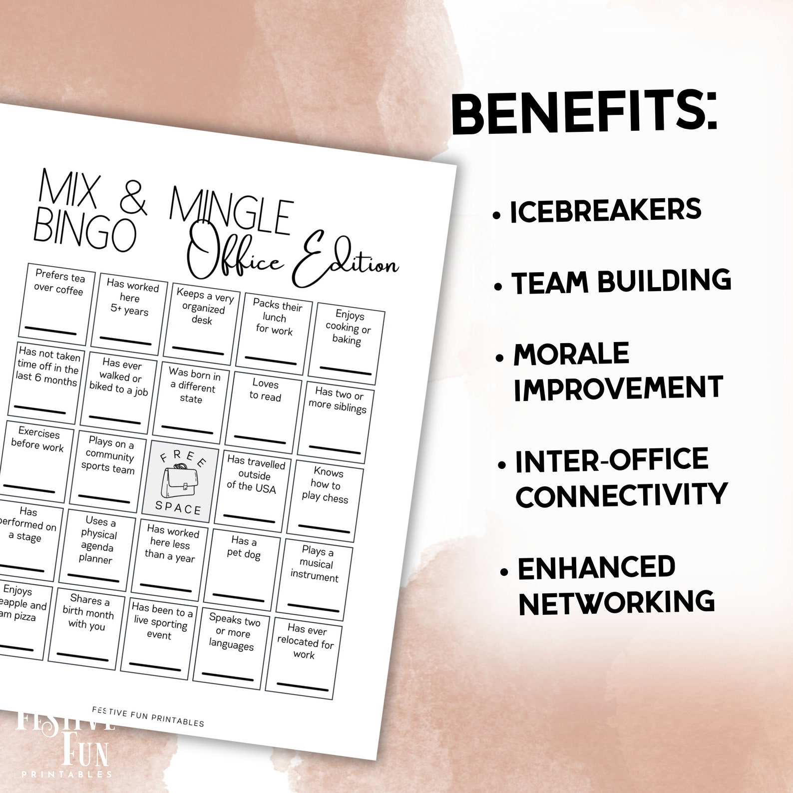 Coworker Bingo Office Icebreaker Game - Printable Team Building Find ...