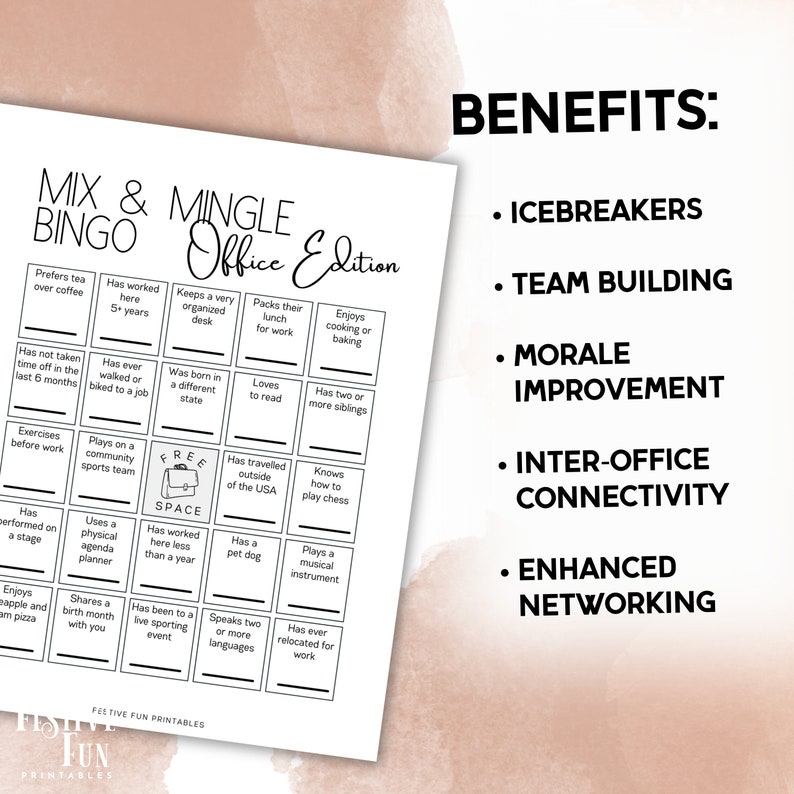 Coworker Bingo Office Icebreaker Game - Printable Team Building Find ...