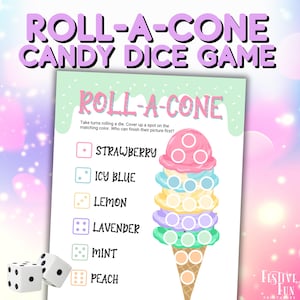 Roll A Picture Candy Dice Game Printable, Easy Ice Cream Theme Party ...