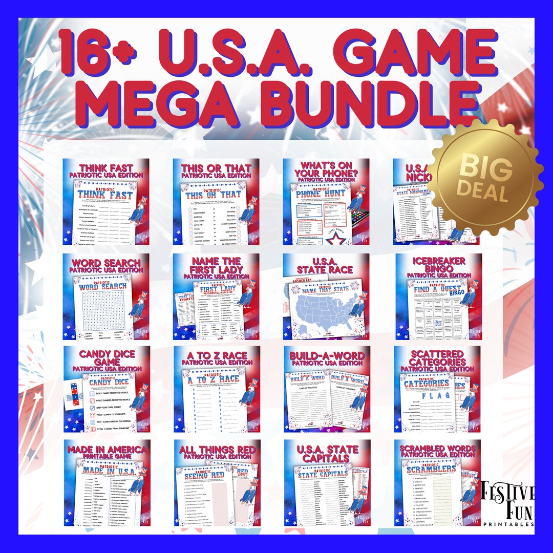USA Patriotic Game Bundle, Labor Memorial Day American Geography ...