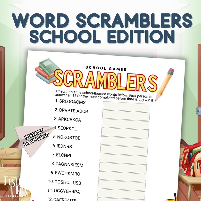 Back to School Word Scrambler Game, Printable Unscramble the Words ...