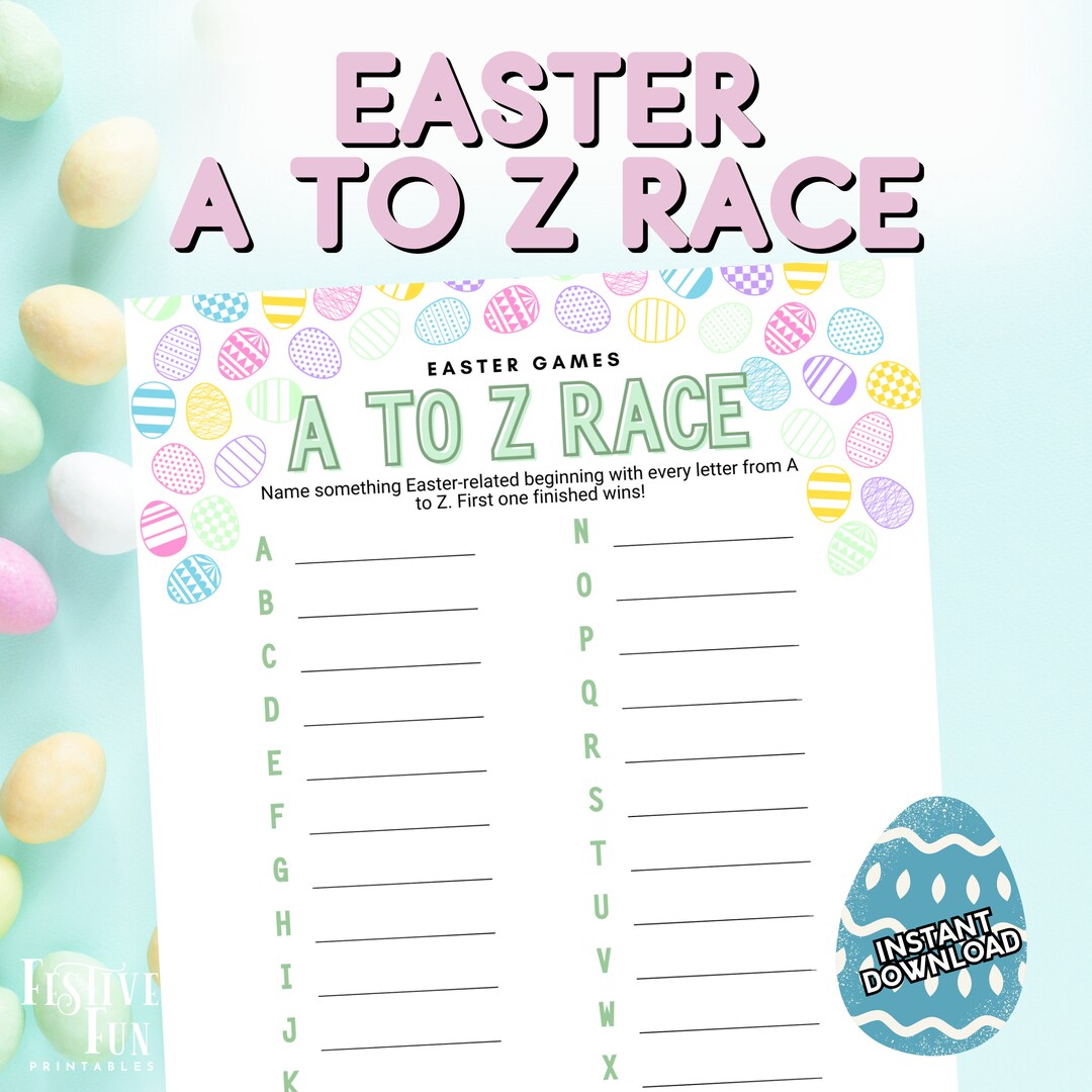 Easter A to Z Race Printable Game for All Ages, Seasonal Spring Trivia ...
