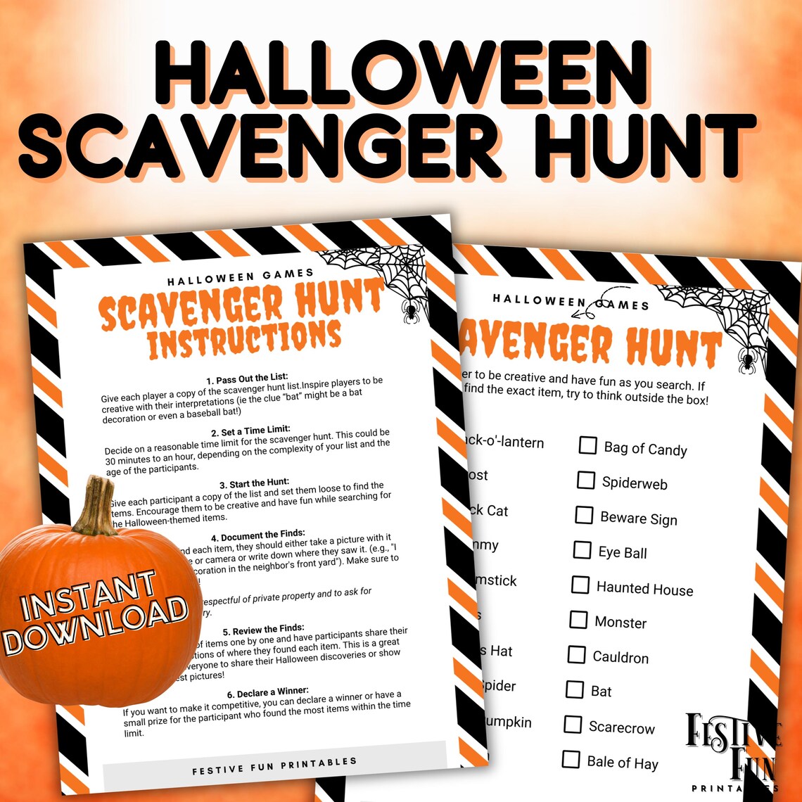 Halloween Scavenger Hunt Game, Printable Halloween Fall Festival ...