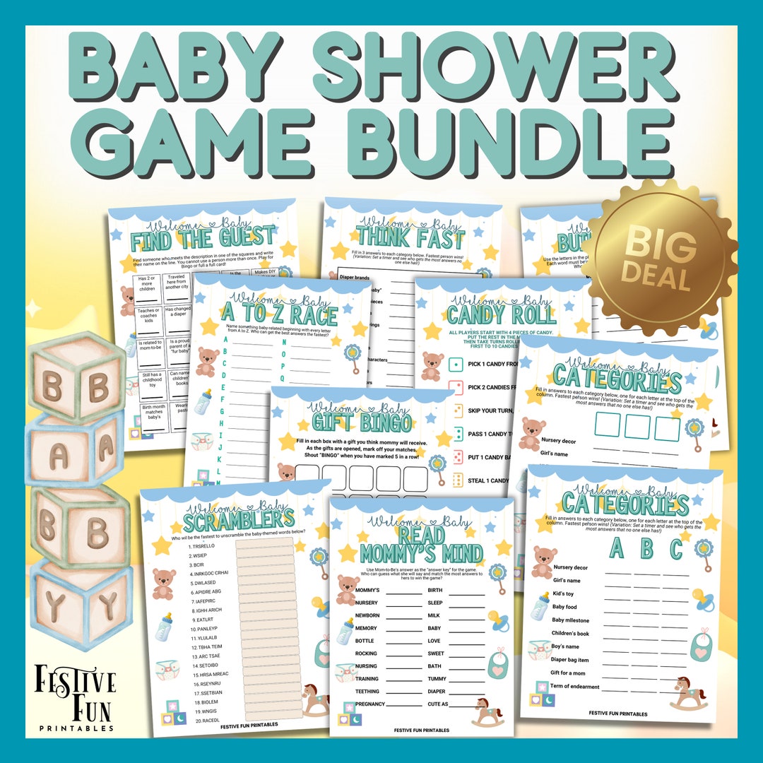 Baby Shower Game Bundle for Mom to Be | Gender Reveal Party, Newborn ...