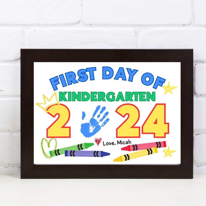 First Day of Kindergarten 2024 Printable Handprint Art Craft, Back to ...