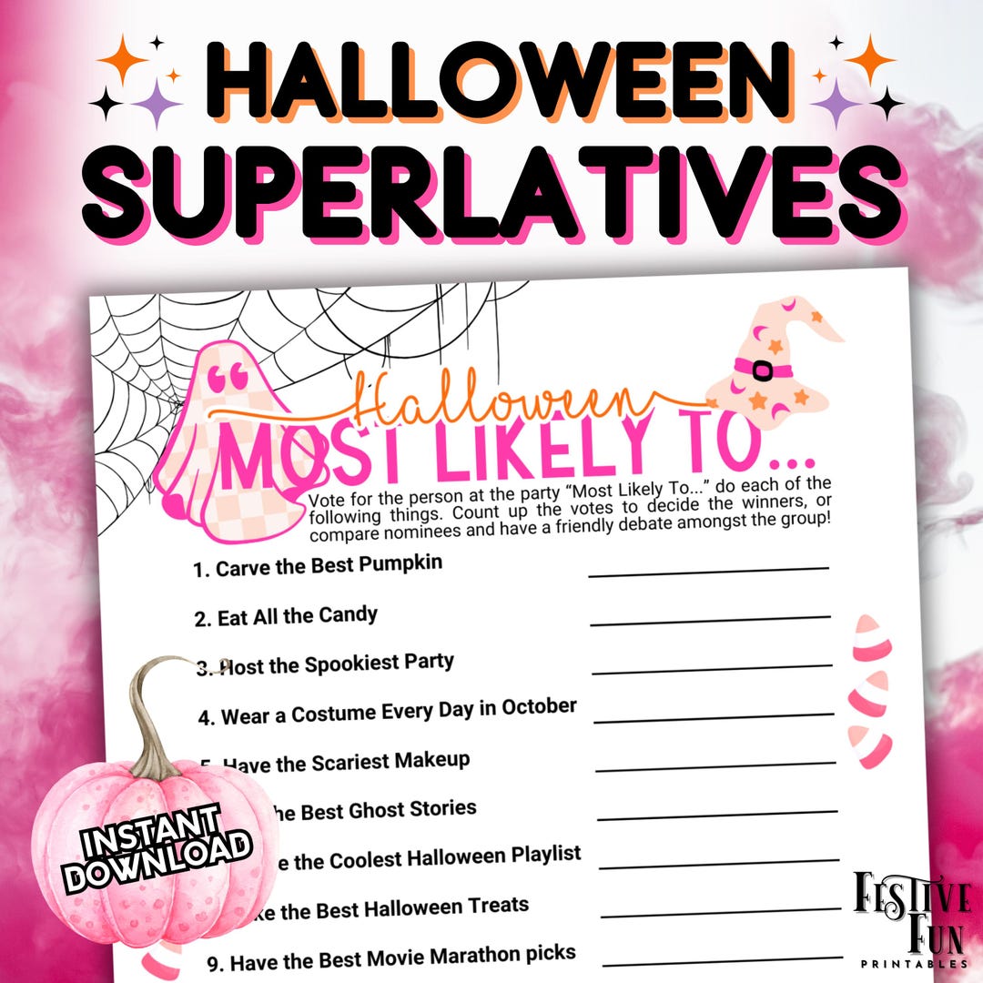 Halloween Superlatives, Most Likely to Girly Summerween Party Game ...