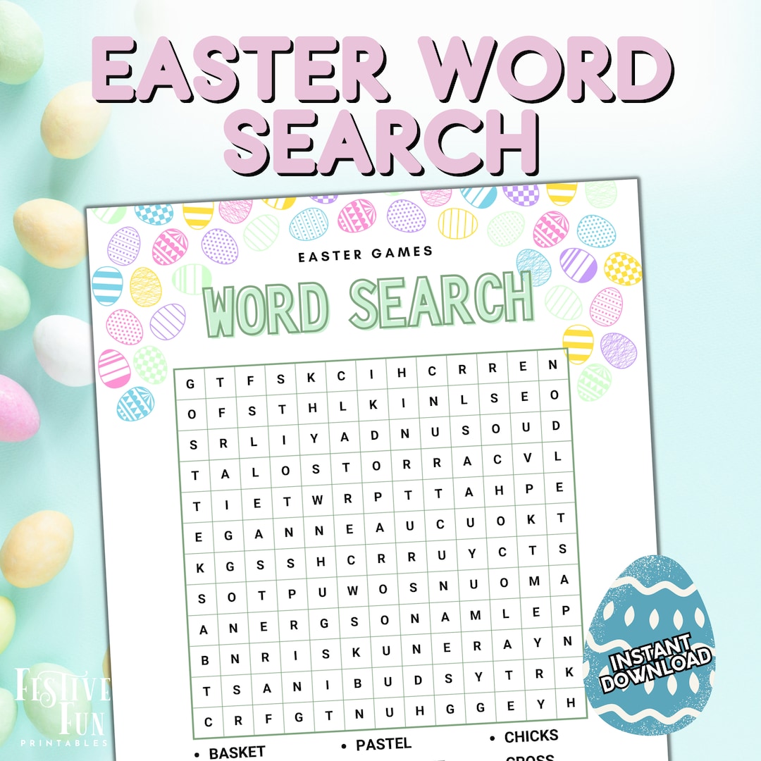Easter Word Search Printable Game for All Ages, Spring Easter Basket ...