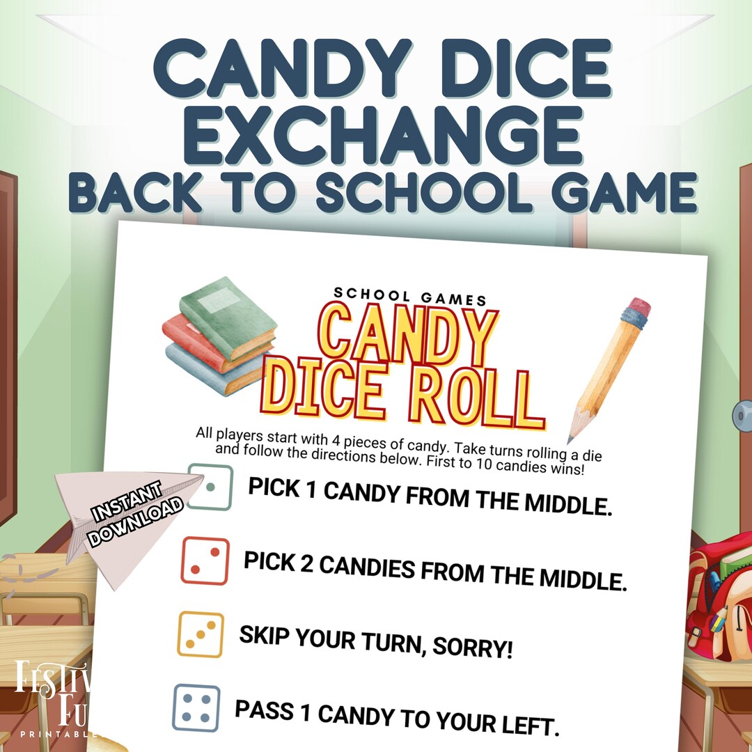 Candy Dice Exchange Back to School Game, First Day of School Icebreaker ...