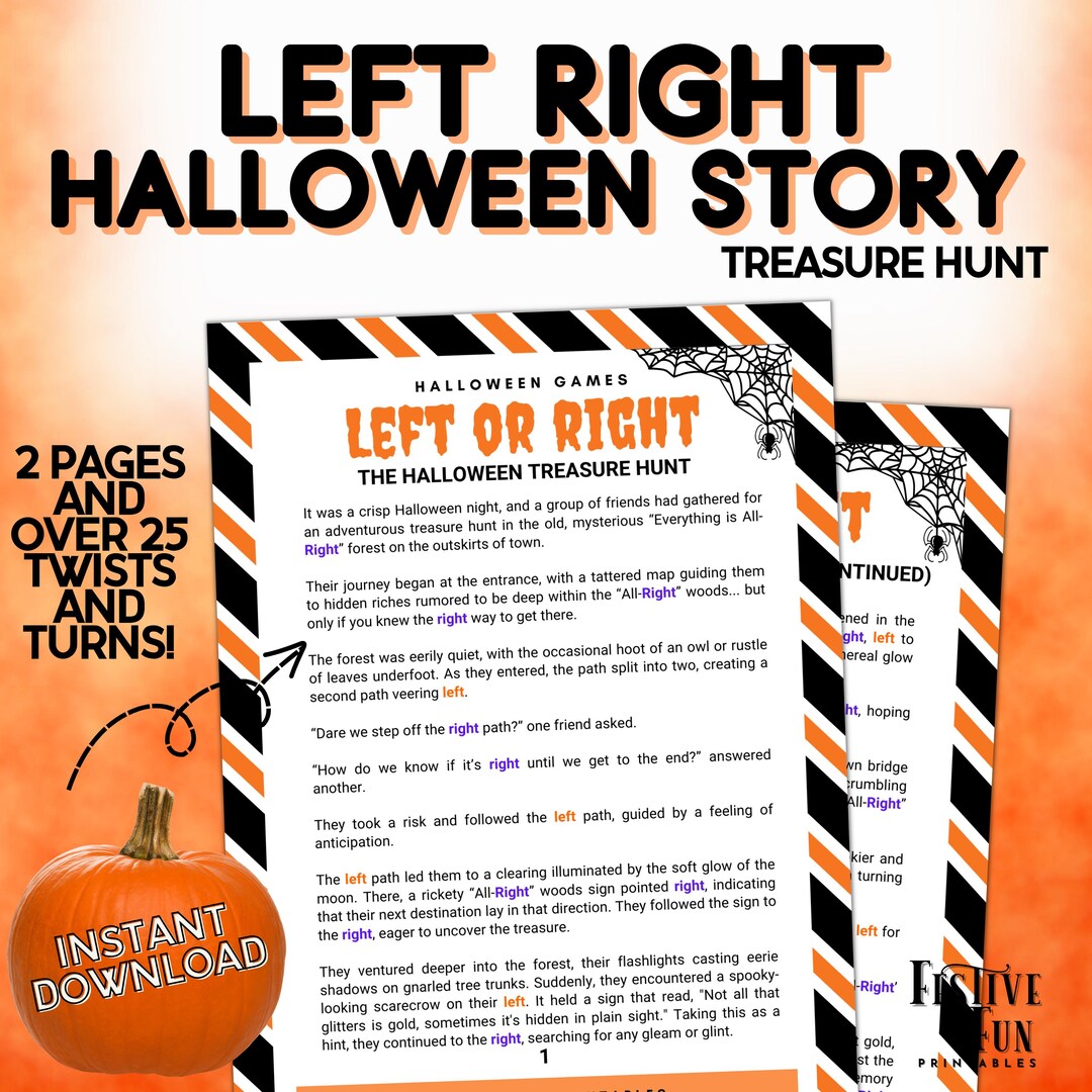 Halloween Left Right Story Gift Exchange Game, Printable Pass the ...
