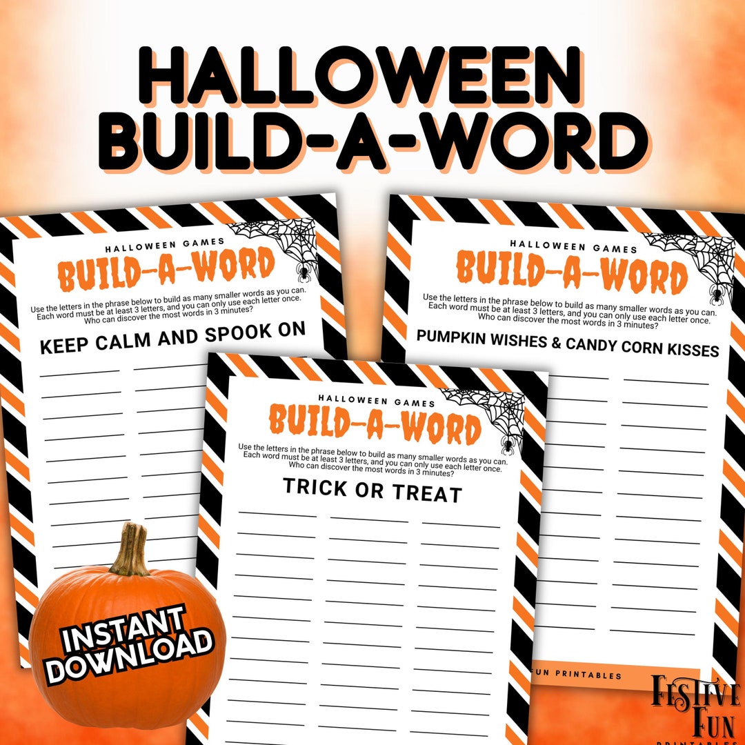 Build A Word Halloween Word Search Game Bundle, Printable PDF Word ...