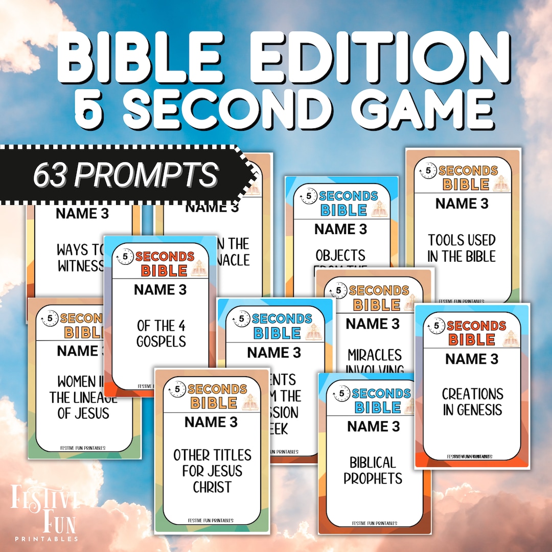 Bible 5 Second Game Printable Game for All Ages, Instant Download Game ...