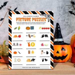 Halloween Emoji Picture Puzzles Game, October Fall Themed Icons and ...