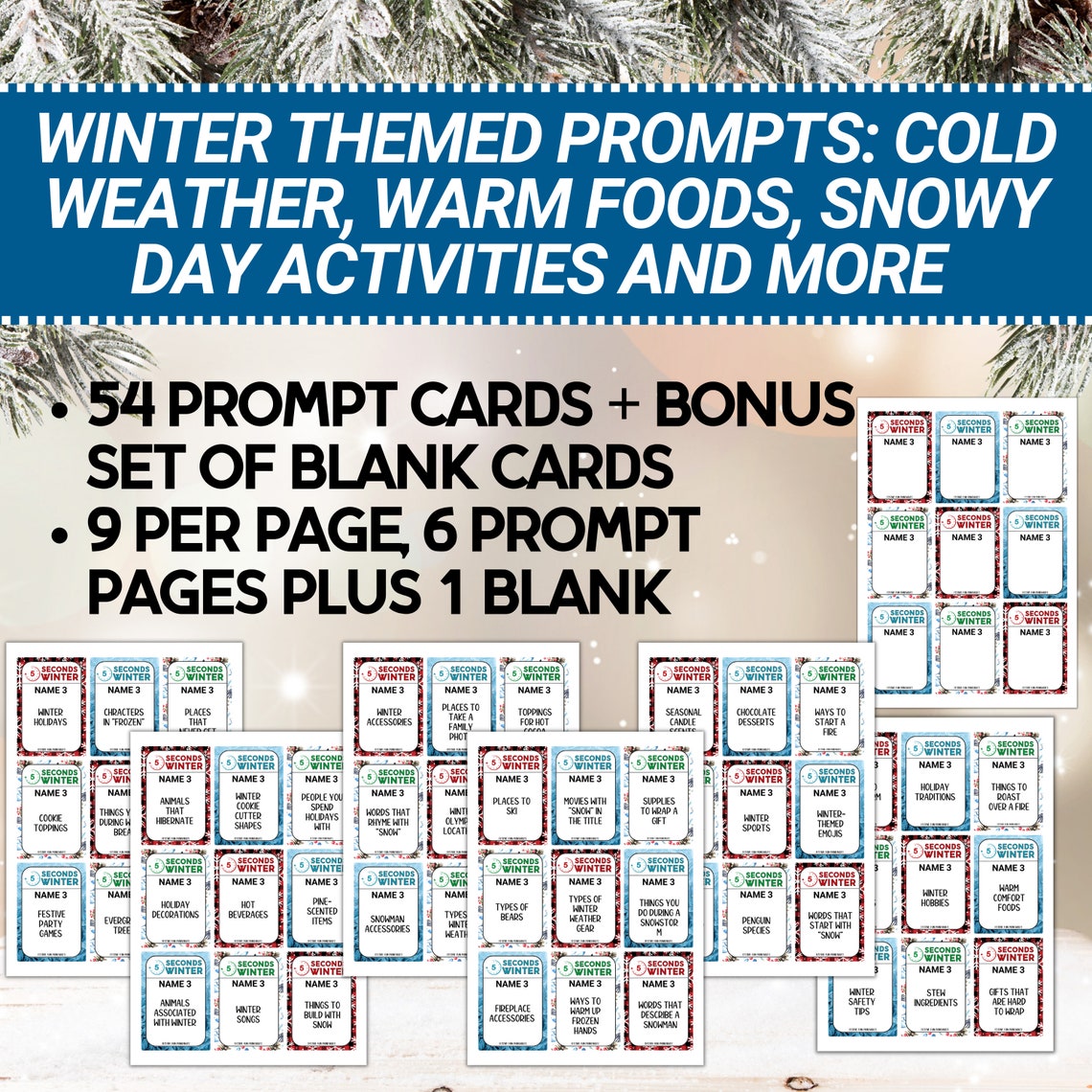 Winter 5 Second Game Printable, Non-holiday, Non-denominational Five ...