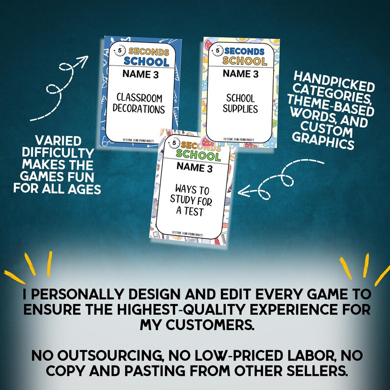 Back to School 5 Second Game Printable, Non-holiday, Non-denominational ...